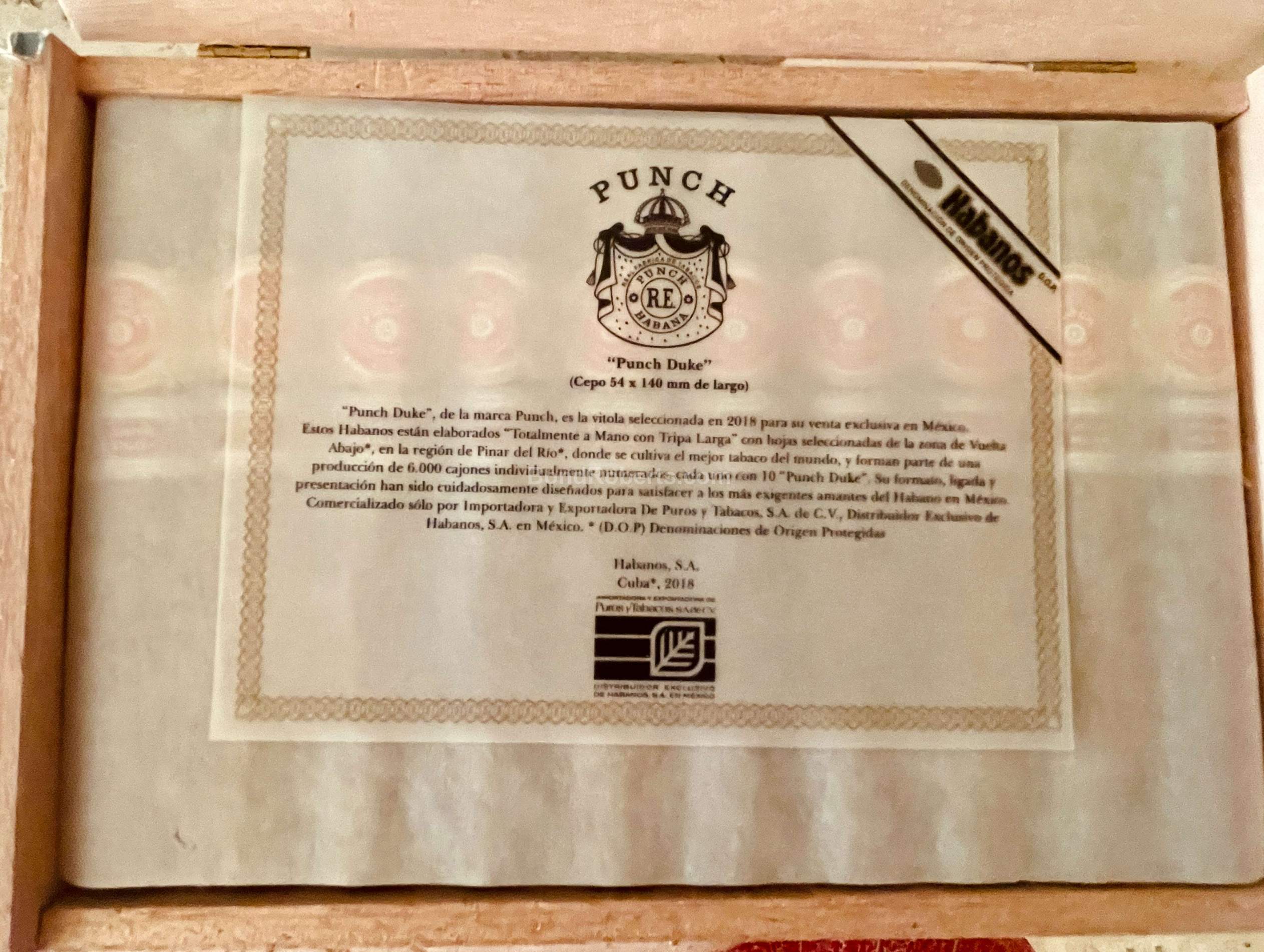 Punch Duke Edición Regional México 2018 Numbered semi boîte nature box ...