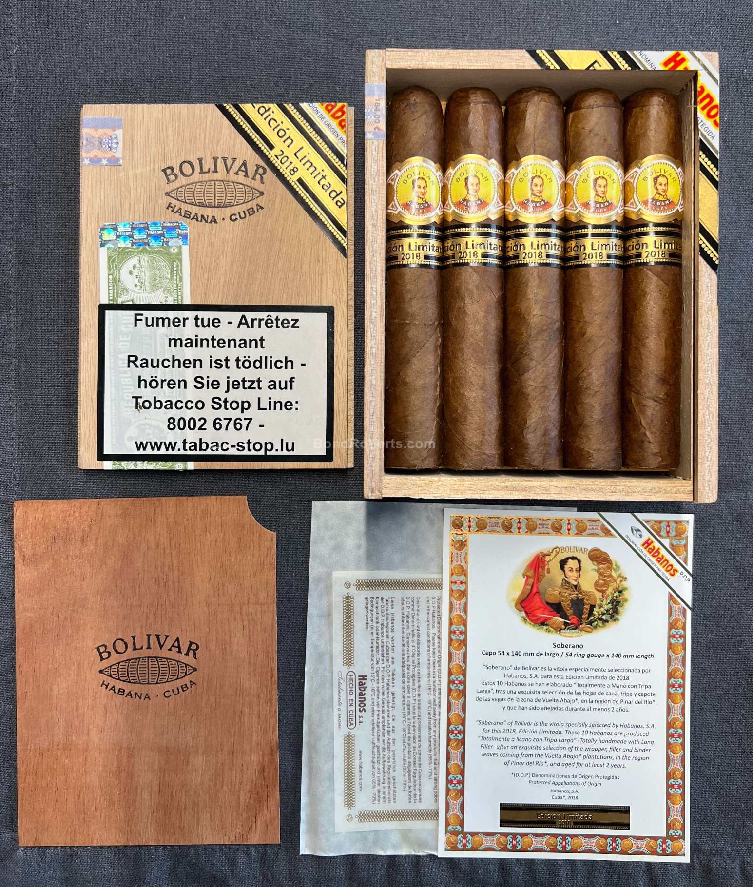 Bolívar Soberanos Edición Limitada 2018 Slide lid box of 10 cigars. 20041