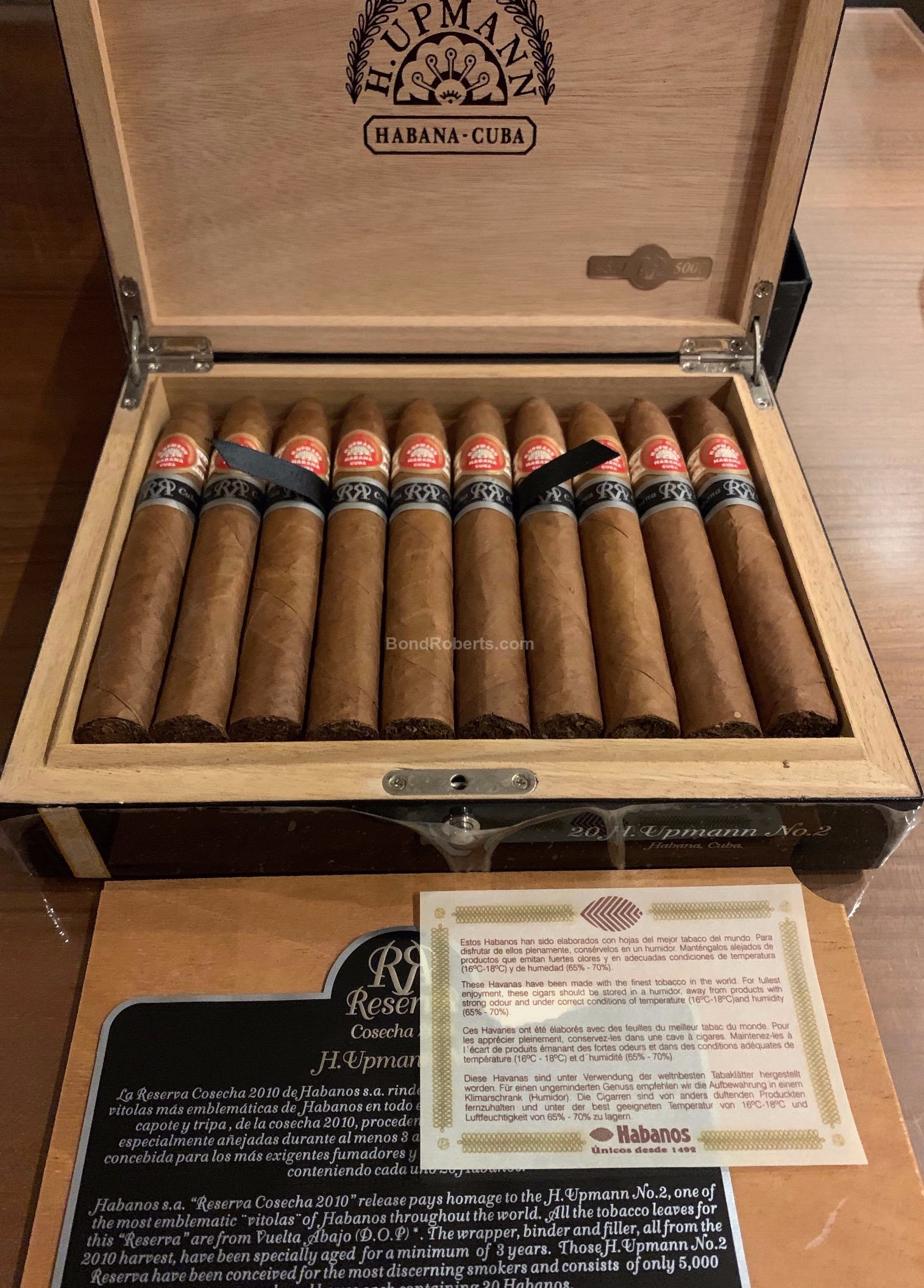 H. Upmann Upmann No.2 Reserva Cosecha 2015 Black lacquered Boîte Nature ...