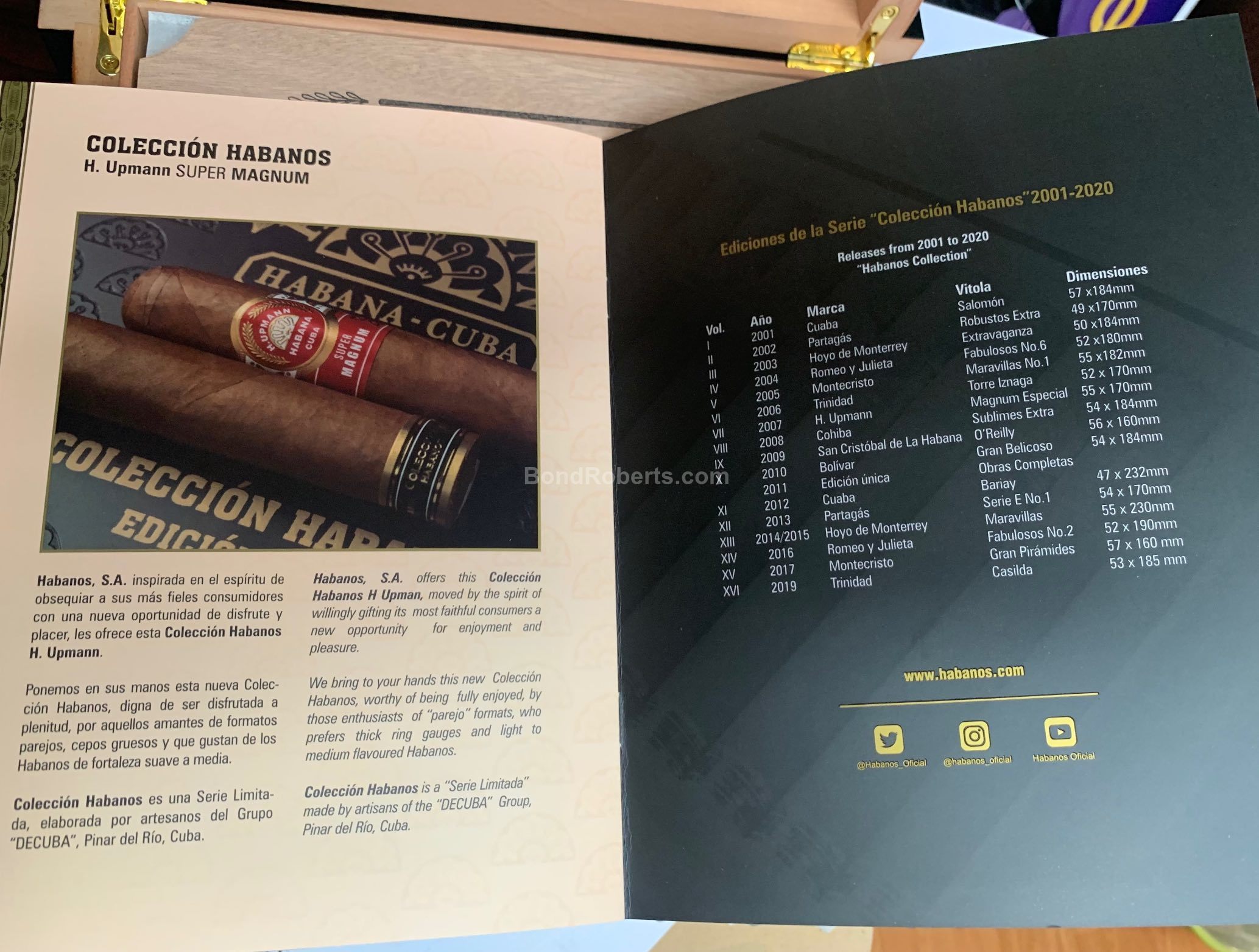 H. Upmann Super Magnum Colección Habanos 2022 Numbered book-shaped ...
