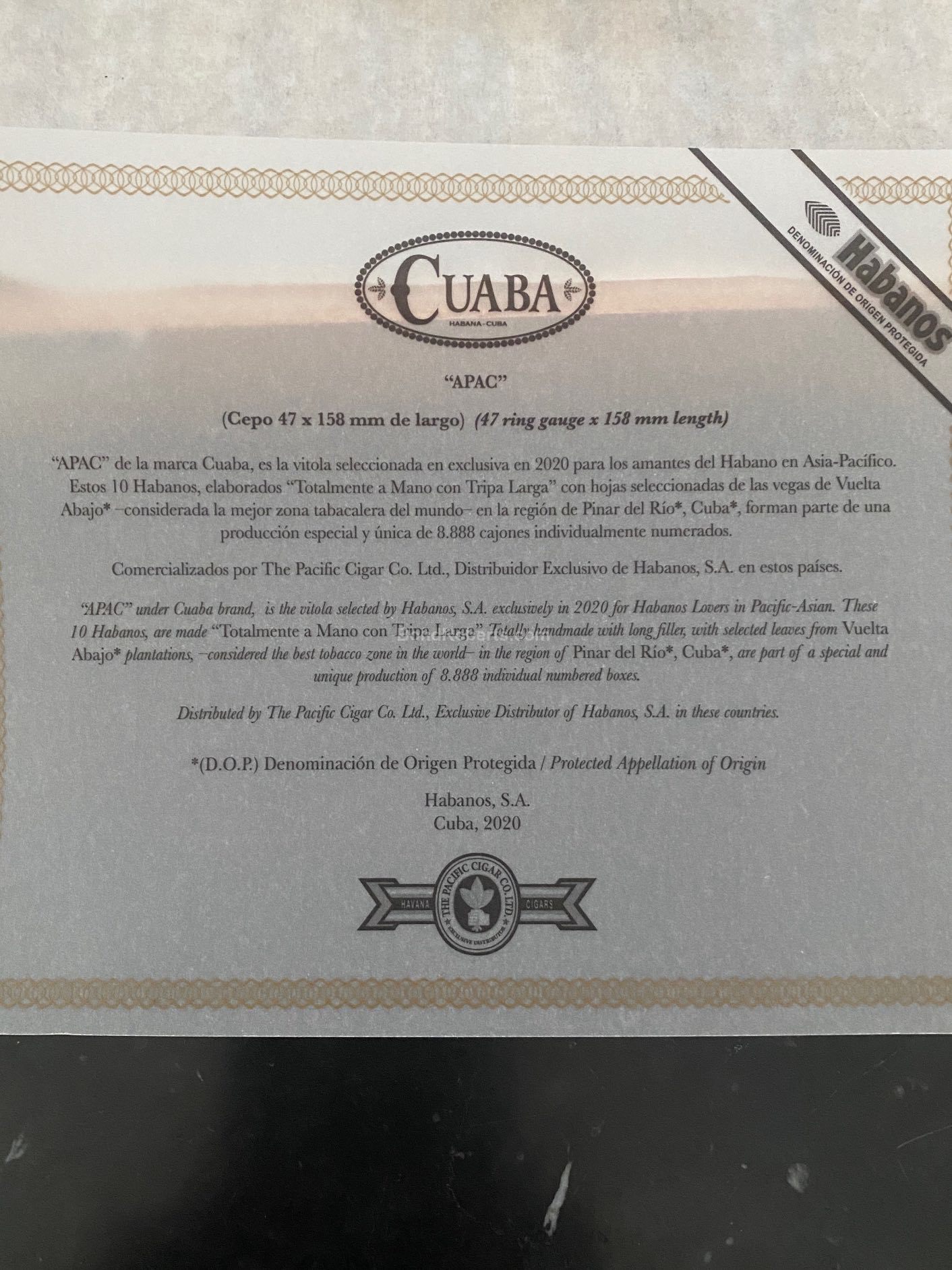 Cuaba APAC Edición Regional Asia Pacifico 2021 Numbered slide lid box ...