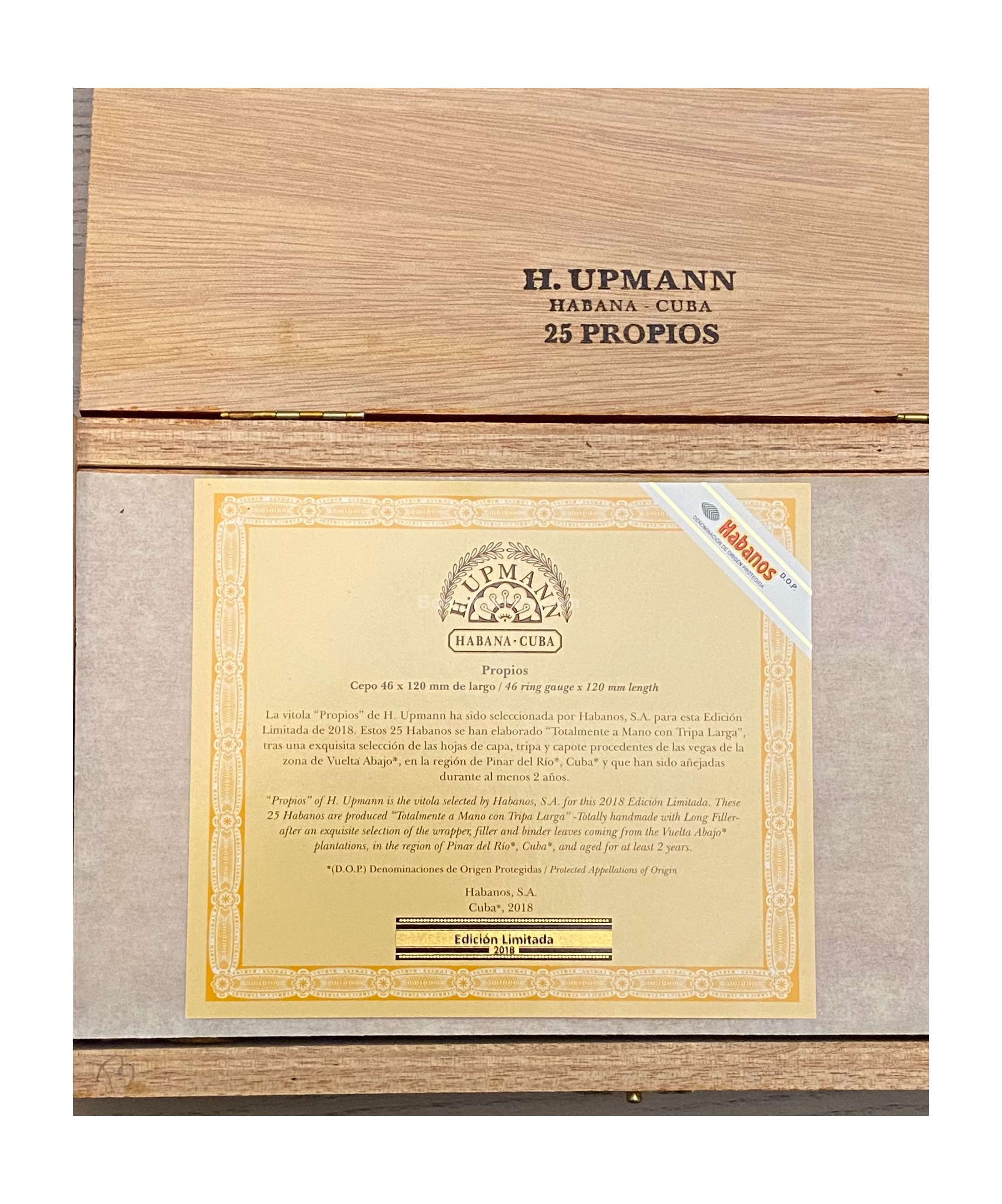H. Upmann Propios Edición Limitada 2019 Varnished semi boîte nature box ...