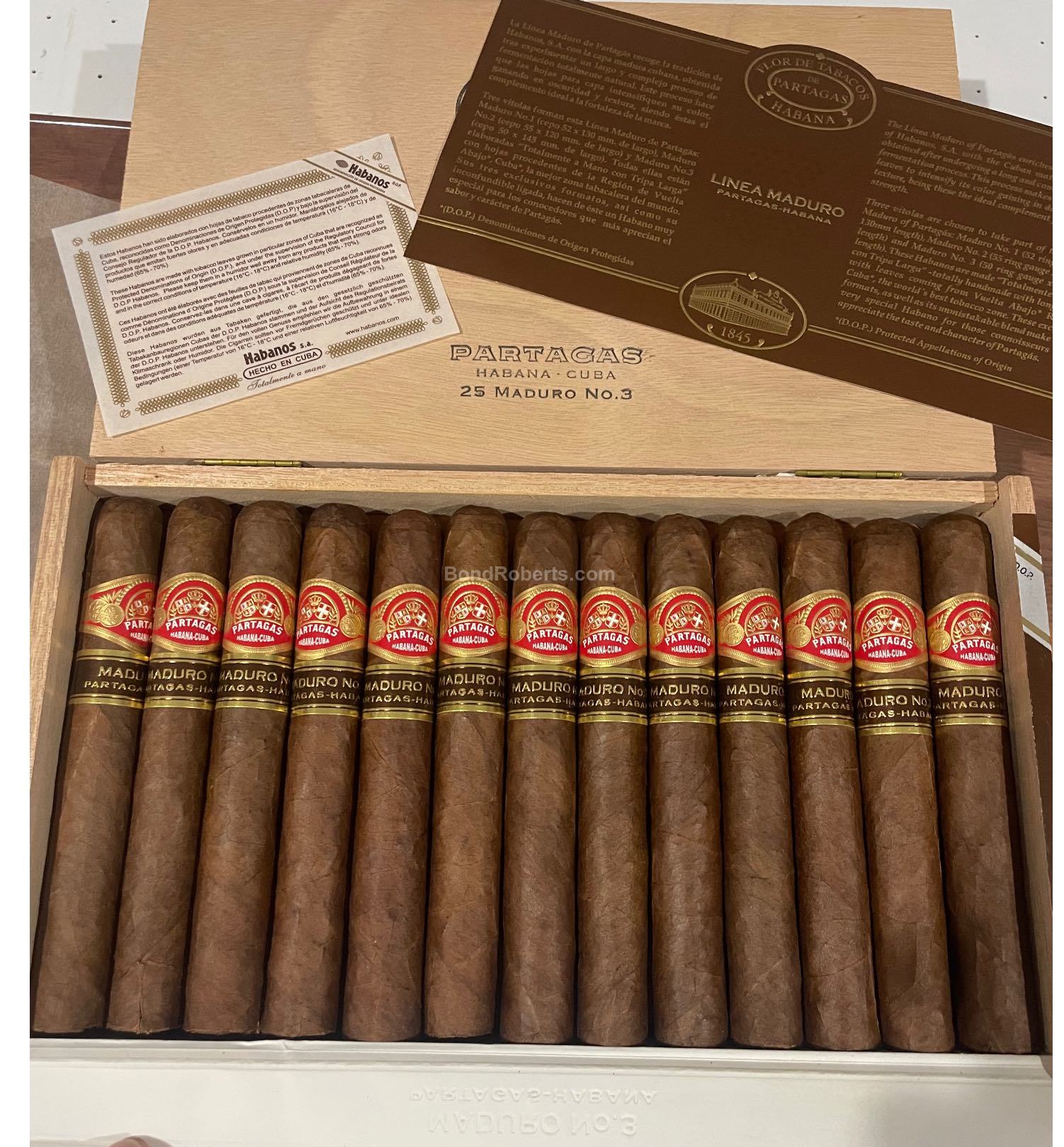 Partagás Maduro No. 3 Habanos Specialist Exclusive 2019 Semi boîte nature box of 25 cigars. 23047